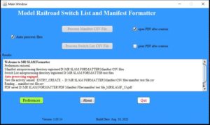 About – Model Railroad Switch List and Manifest Formatter
